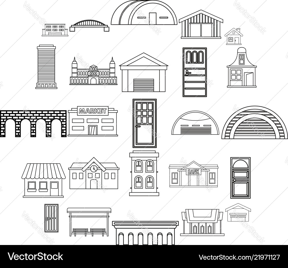 Design icons set outline style Royalty Free Vector Image