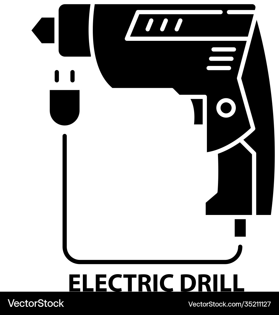 Electric drill symbol icon black sign Royalty Free Vector
