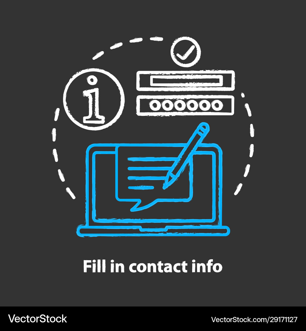 Fill in contact info chalk concept icon Royalty Free Vector