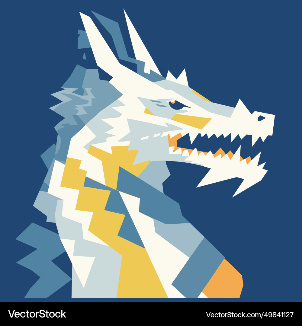 Geometric dragon head in blue background modern Vector Image