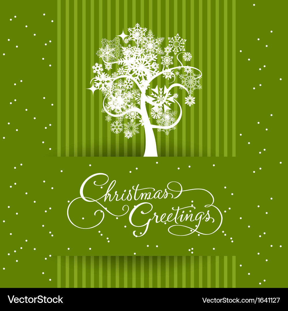 Green banned christmas card with tree Royalty Free Vector