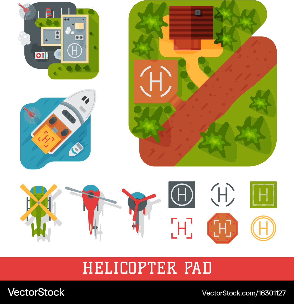 Helicopter pad landing ground area Royalty Free Vector Image