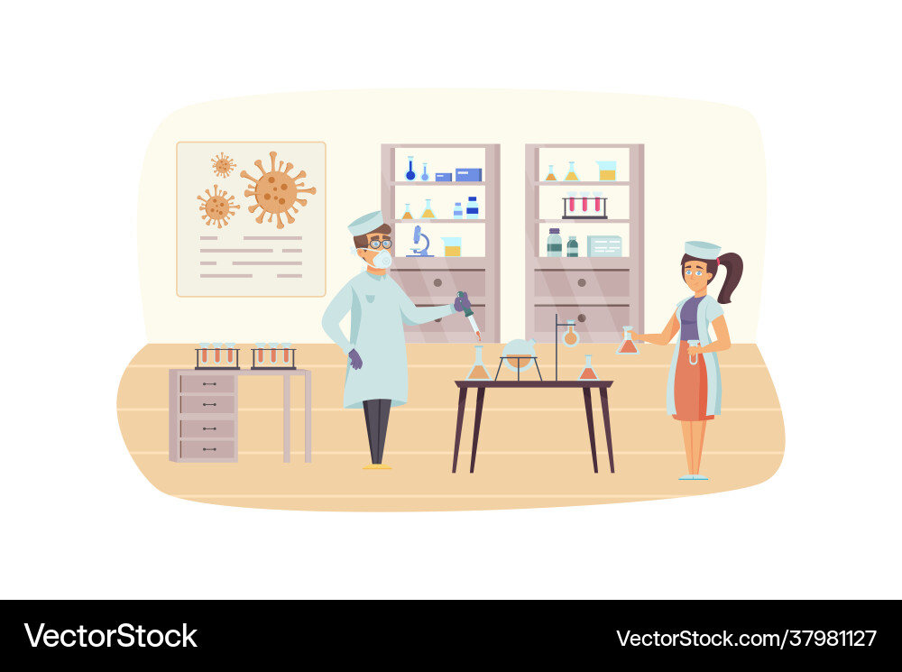 Hospital professional laboratory scene scientists Vector Image