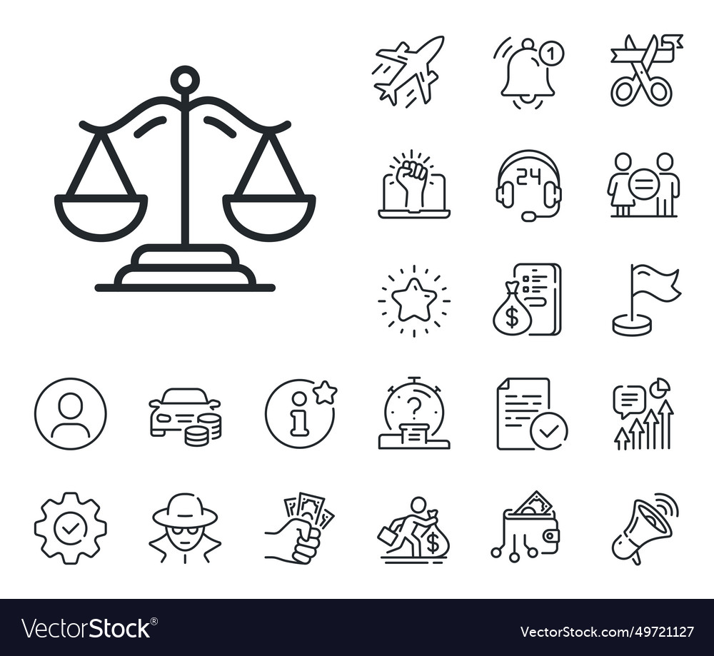 Justice scales line icon judgement scale sign Vector Image