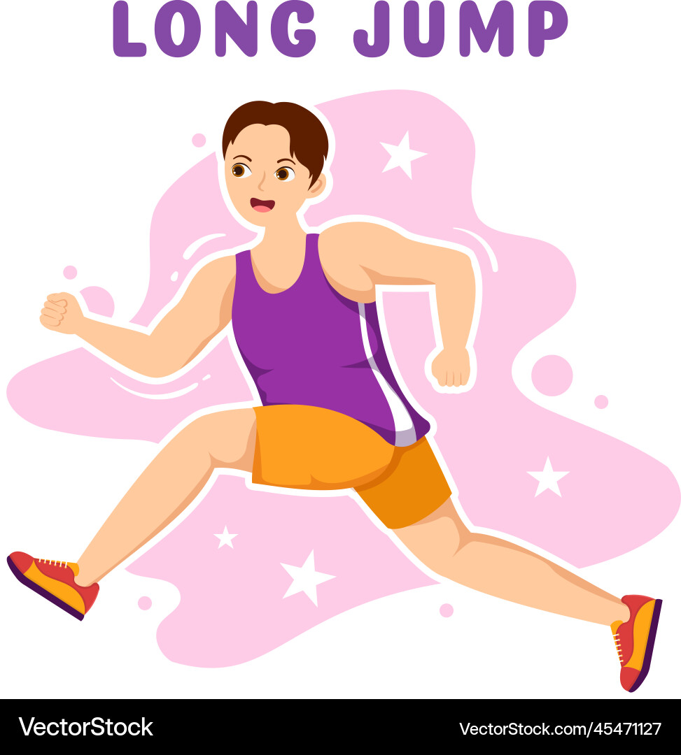 Long jump with athlete doing jumps in sand pit Vector Image