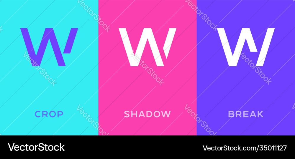 Set letter w minimal logo icon design template Vector Image