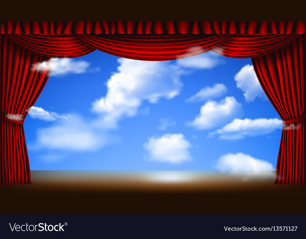 Stage with cloudscape Royalty Free Vector Image