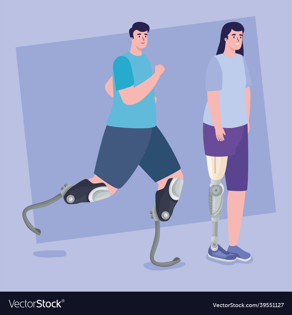 Two persons using prosthetics Royalty Free Vector Image