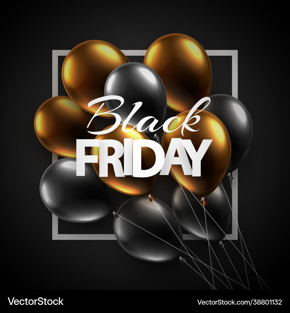 A bunch balloons with black friday sign Royalty Free Vector
