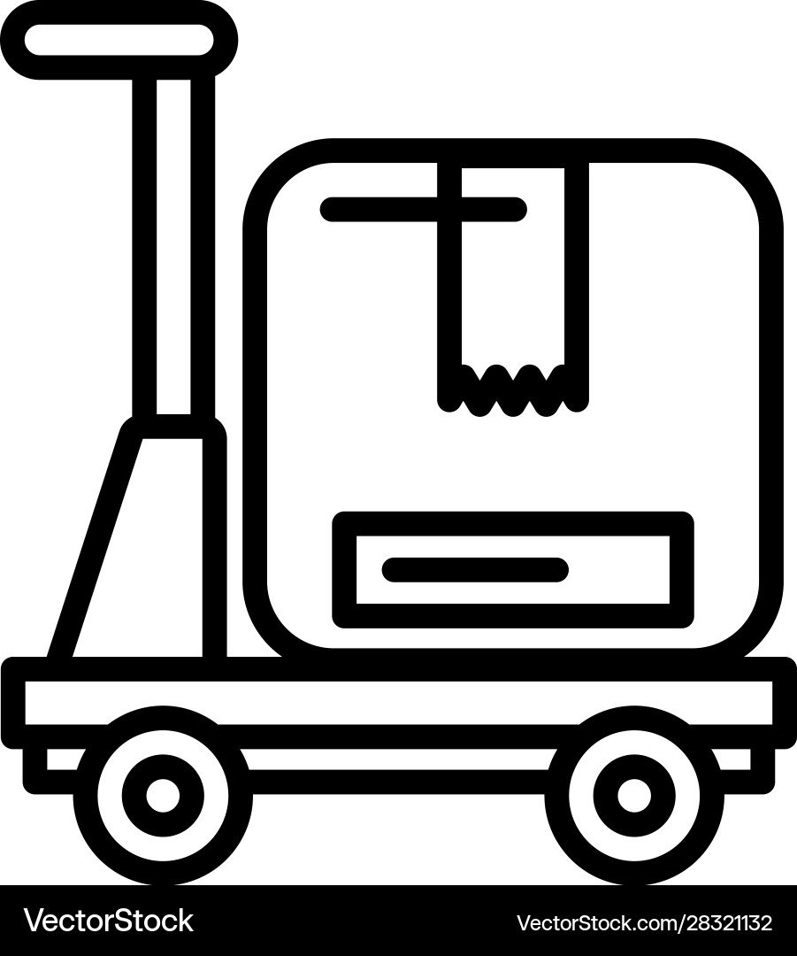 Cart with box carton postal service Royalty Free Vector