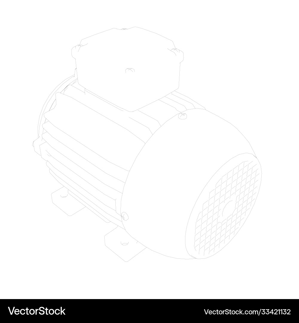 Contour an electric motor from black lines Vector Image
