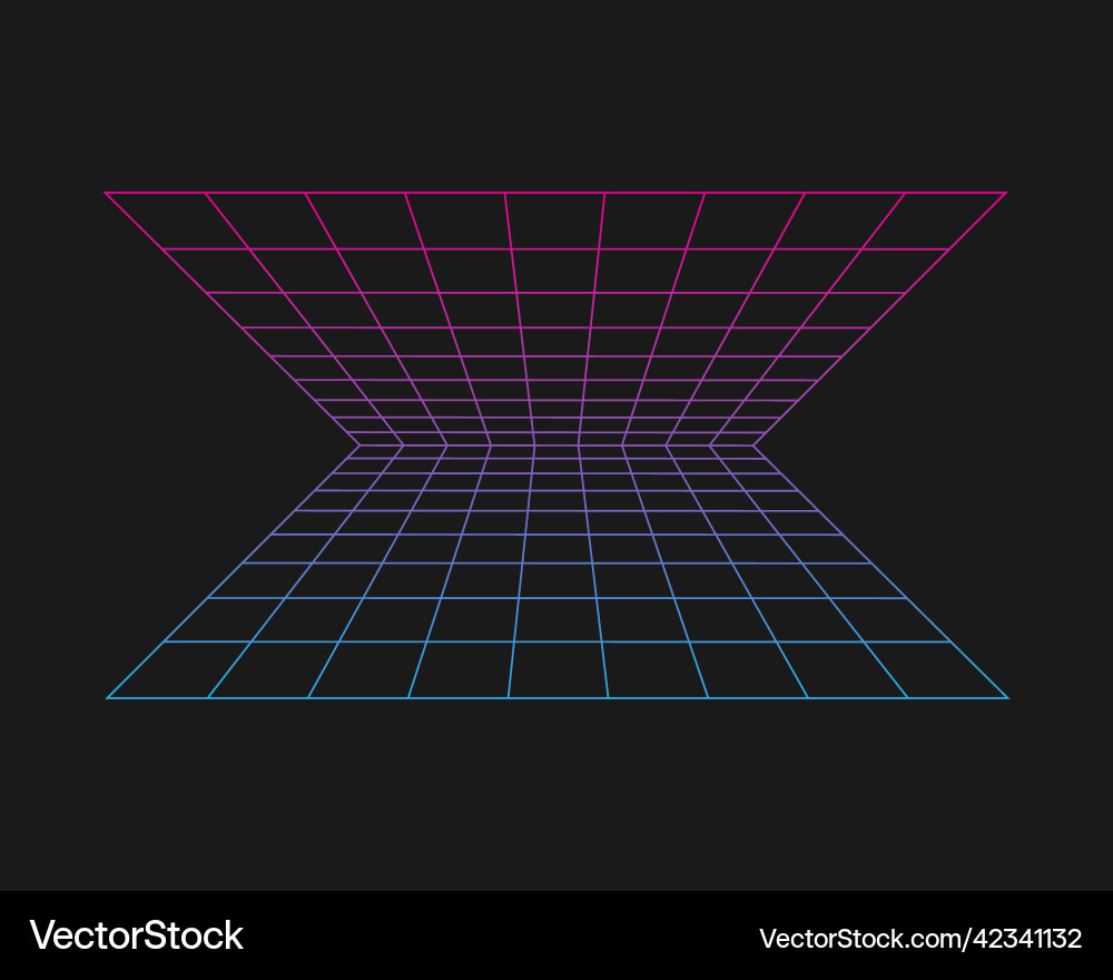 Cyber grid retro punk perspective rectangular Vector Image