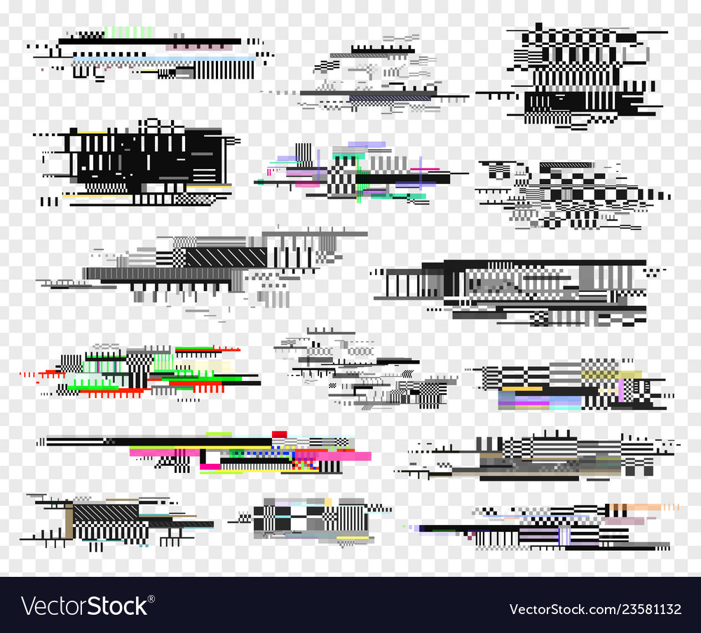 Glitch elements realistic style design screen Vector Image