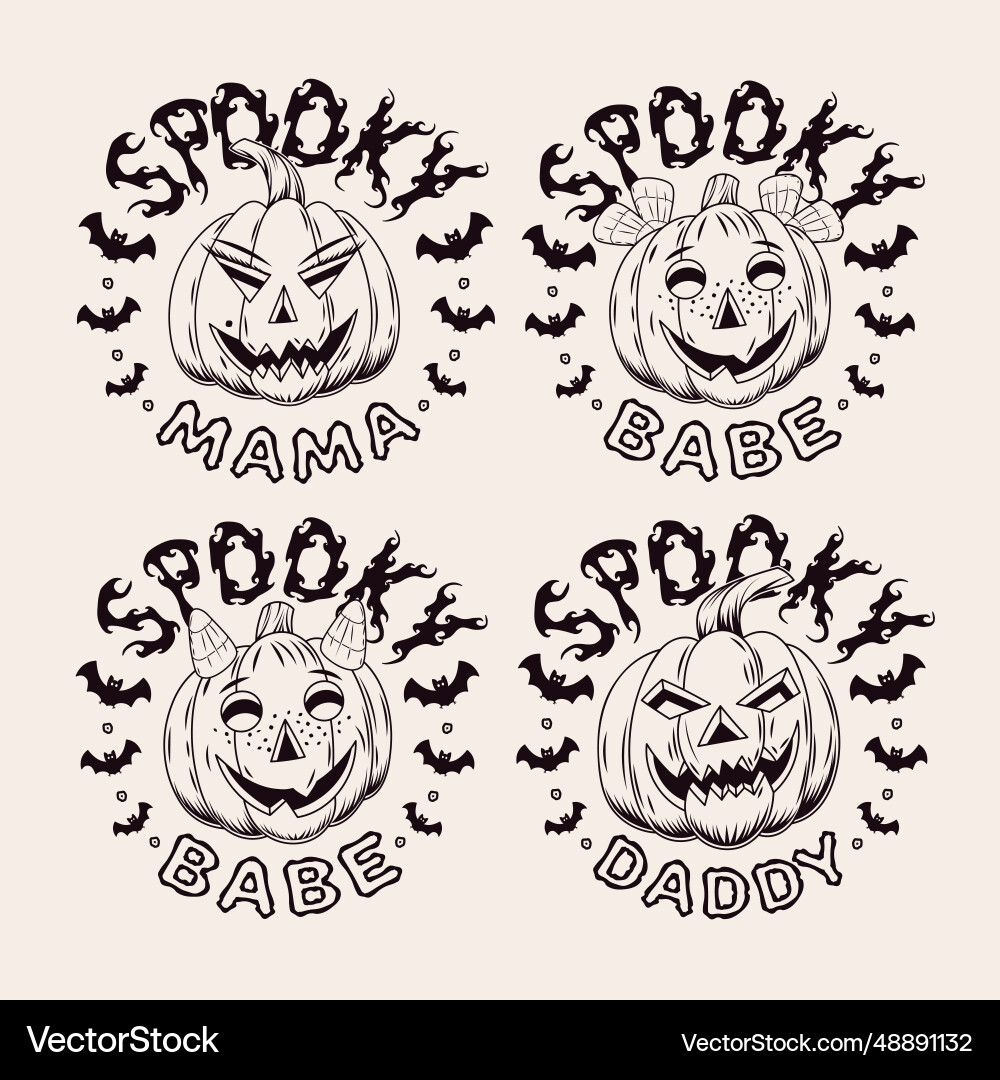Halloween labels with funny pumpkins Royalty Free Vector