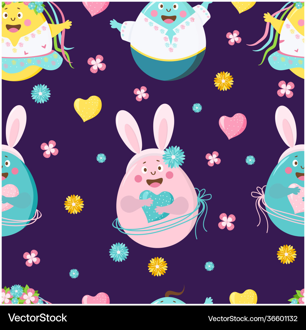 Happy easter seamless pattern funny eggs Vector Image