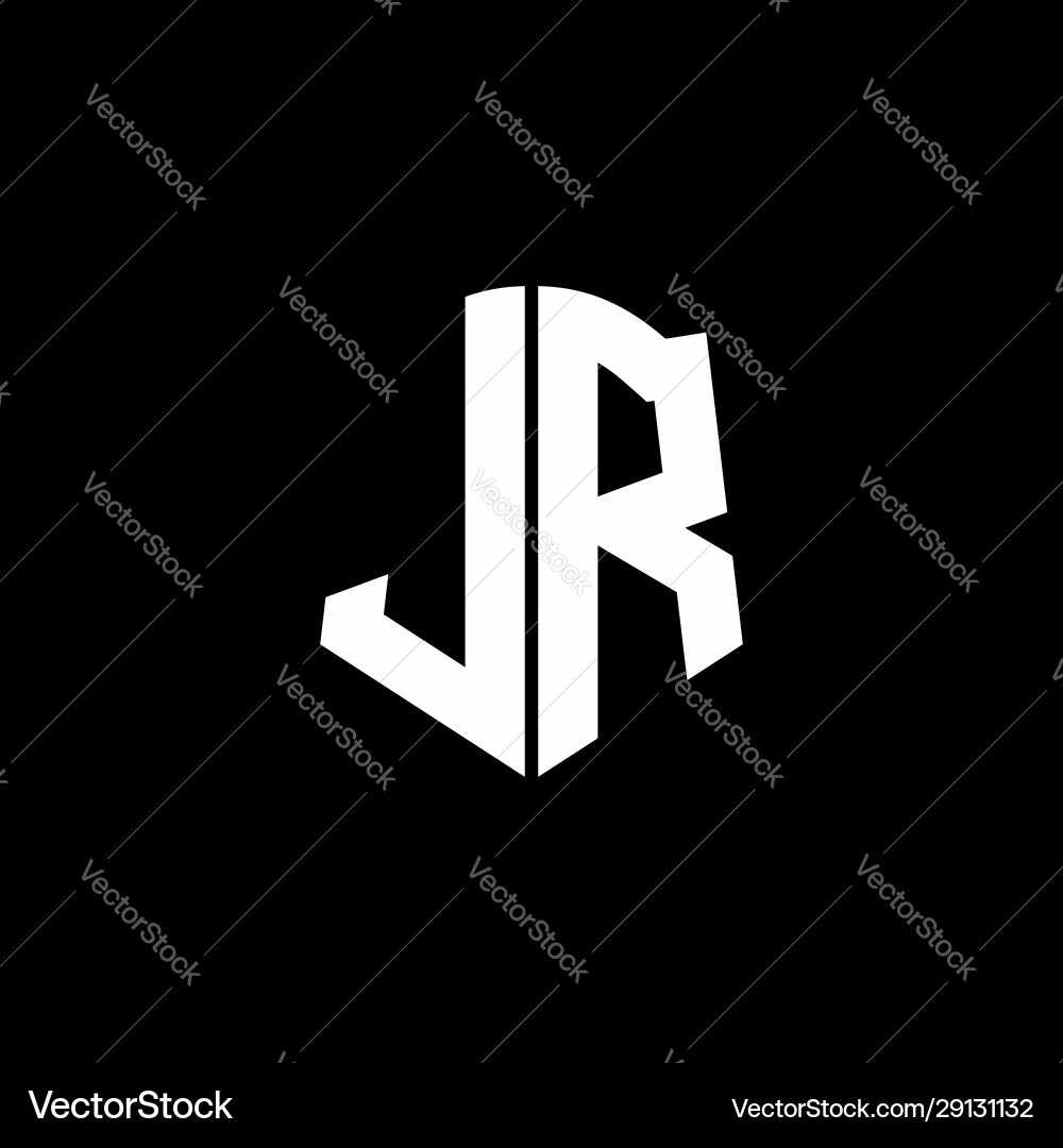 Jr monogram letter logo ribbon with shield style Vector Image