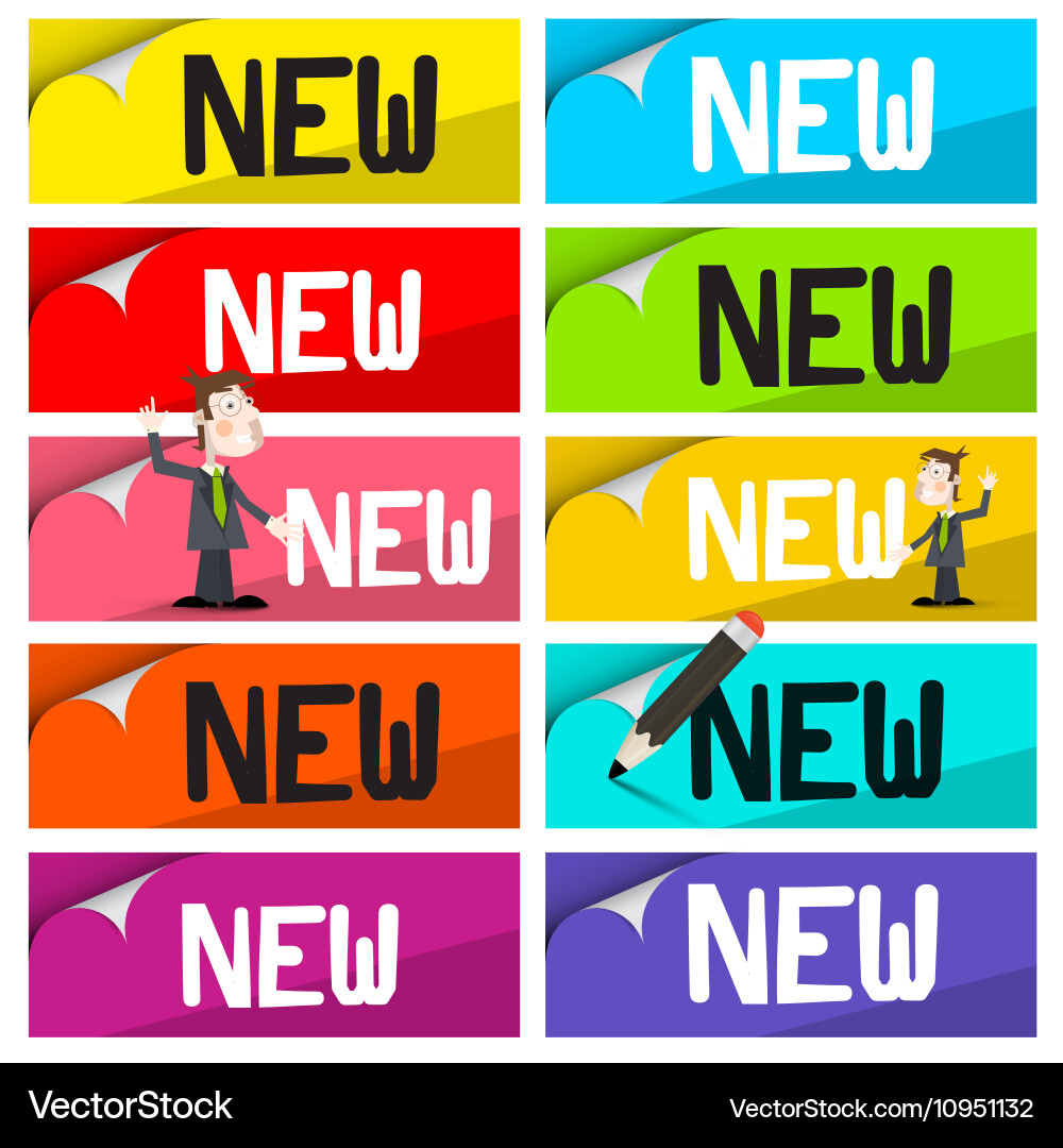 New labels set colorful stickers with title Vector Image