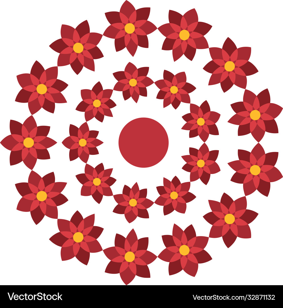 Red flowers garden circular decoration Royalty Free Vector