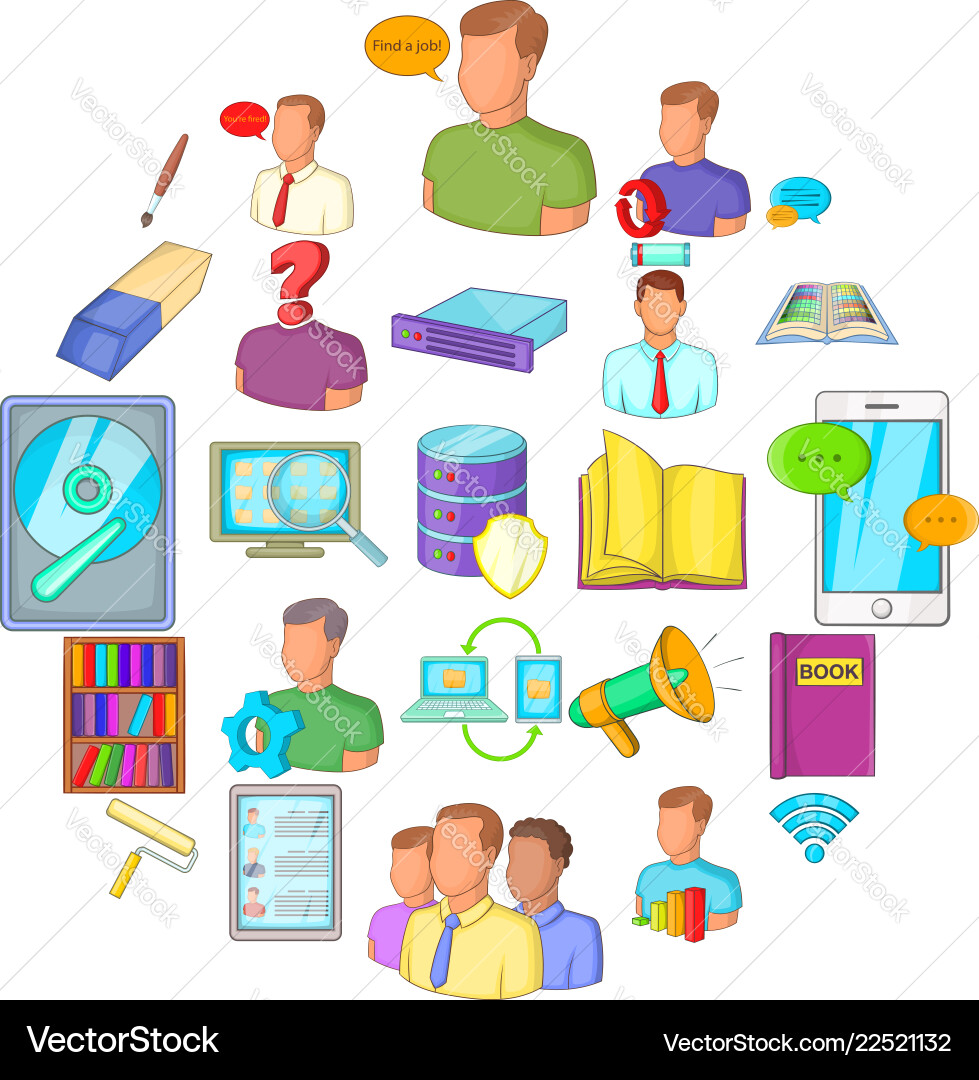 Remittance icons set cartoon style Royalty Free Vector Image