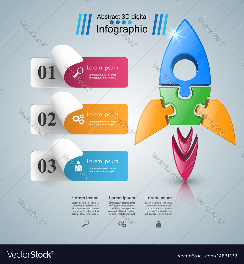 Rocket icon abstract infographic Royalty Free Vector Image