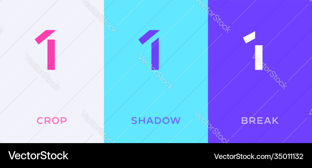 Set number 1 minimal logo icon design template Vector Image