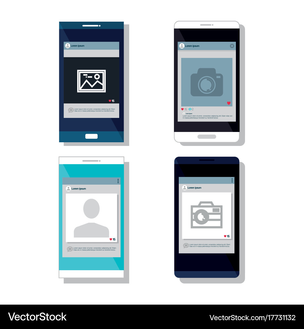 Smartphones set isolated icons Royalty Free Vector Image