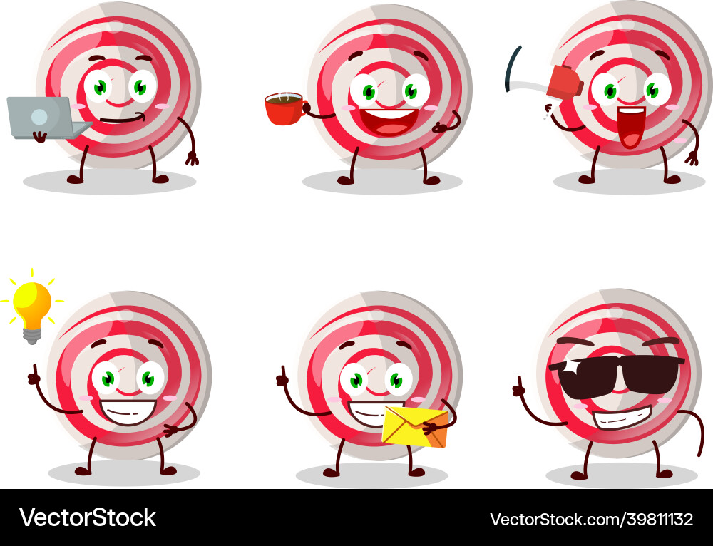 Spiral white candy cartoon character with various Vector Image