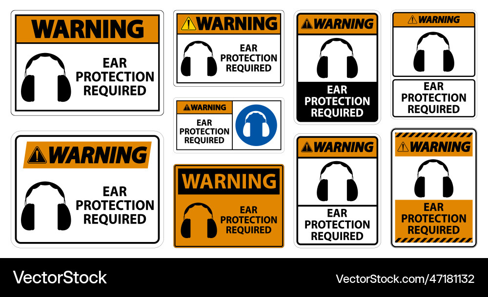 Warning ear protection required symbol sign Vector Image