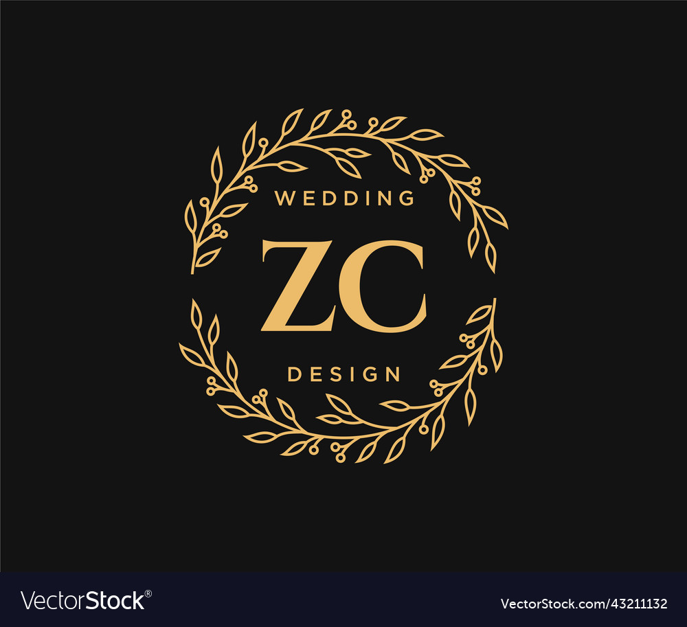 Zc initials letter wedding monogram logos Vector Image