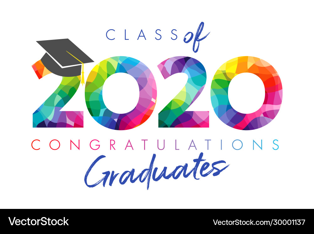 2020 facet colored graduate Royalty Free Vector Image