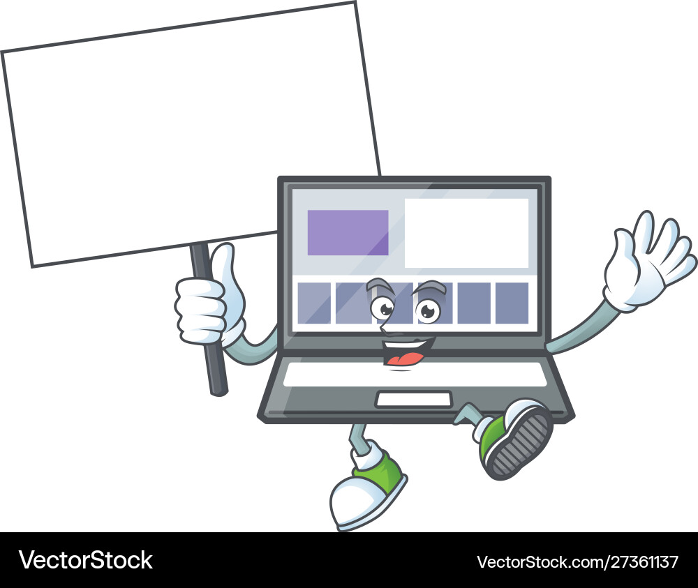 Bring board laptop with a cartoon character style Vector Image