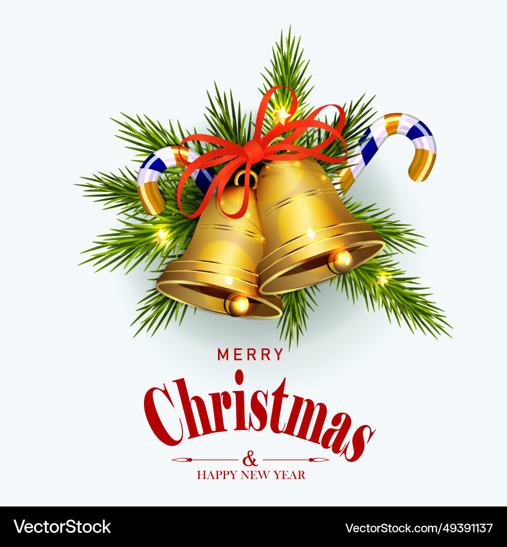 Christmas isolated element golden shiny bells Vector Image