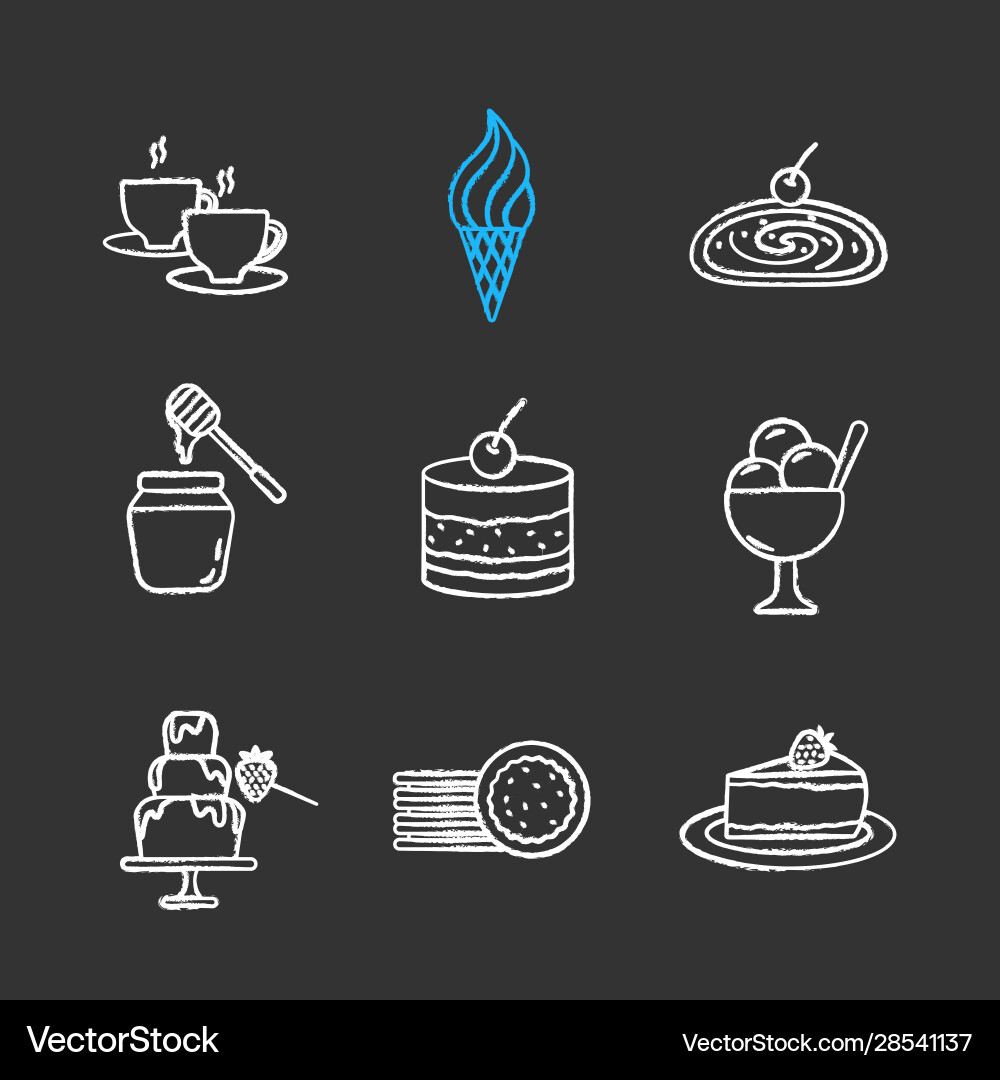 Confectionery chalk icons set Royalty Free Vector Image