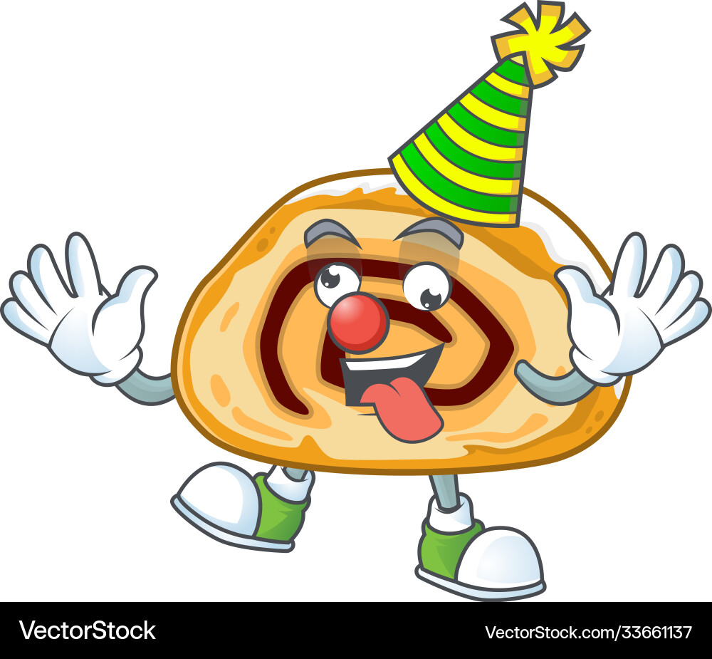Cute and funny clown swiss roll presented Vector Image