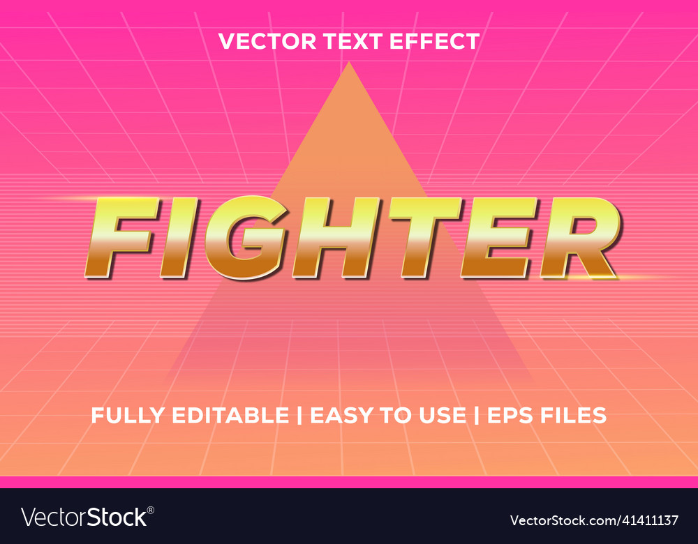 Fighter text effect 80s style Royalty Free Vector Image