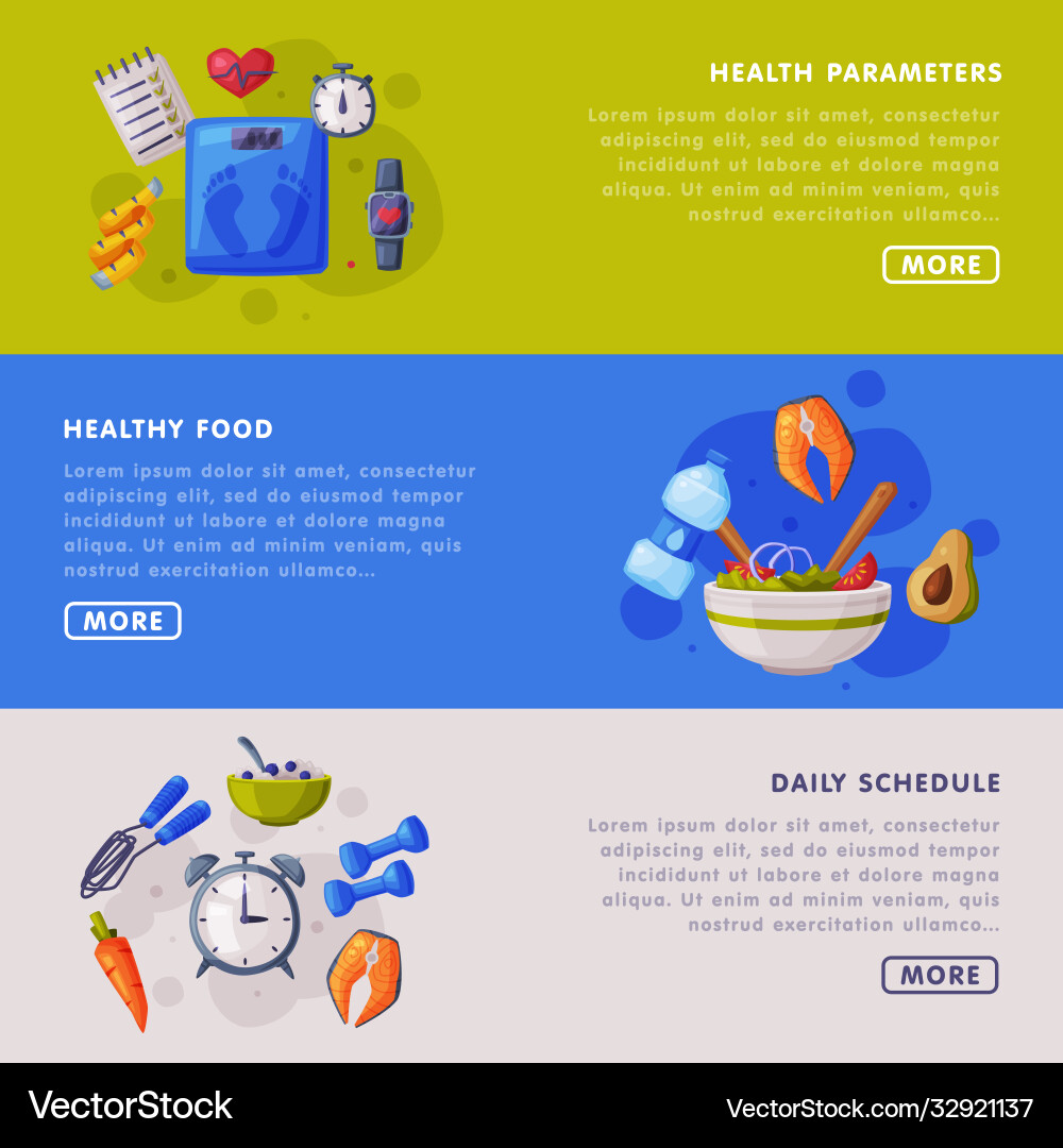 Health parameters daily schedule landing page Vector Image
