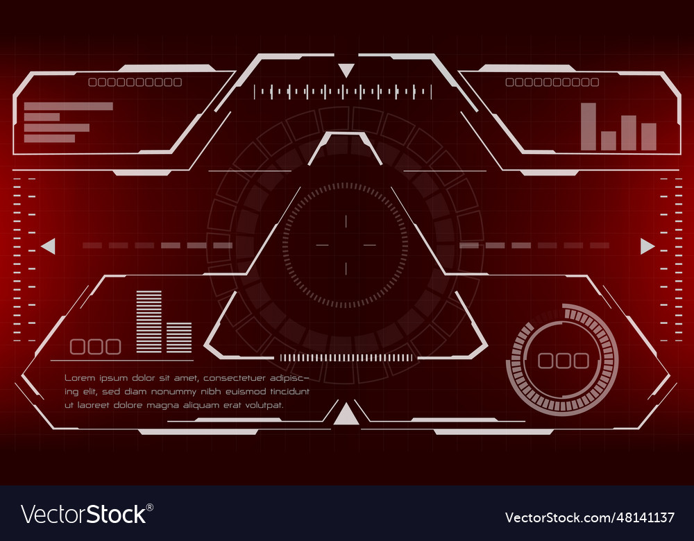 Hud sci-fi interface screen view red design Vector Image