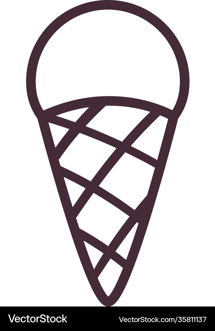 Ice cream cone line style icon design Royalty Free Vector