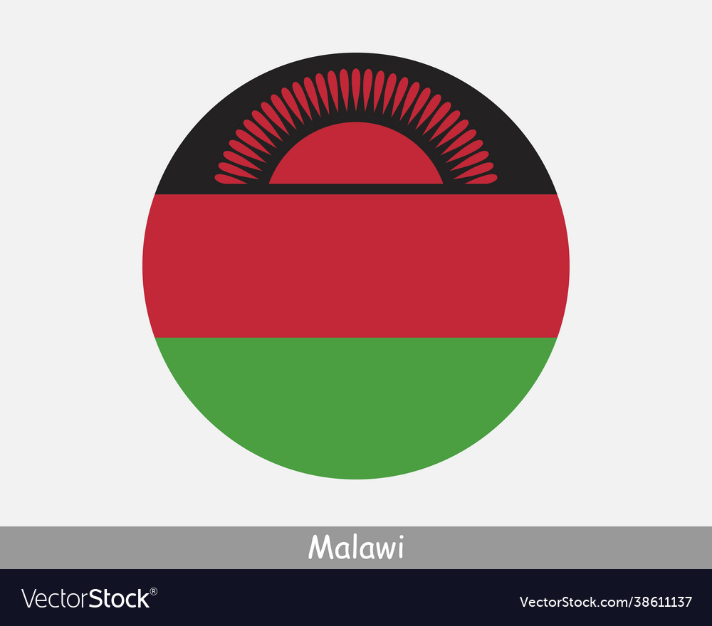 Malawi round circle flag Royalty Free Vector Image