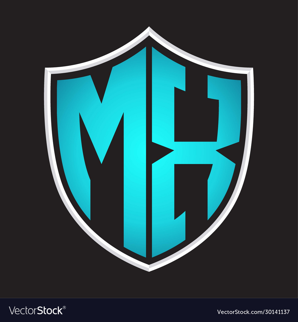Mx logo monogram with shield shape isolated blue Vector Image