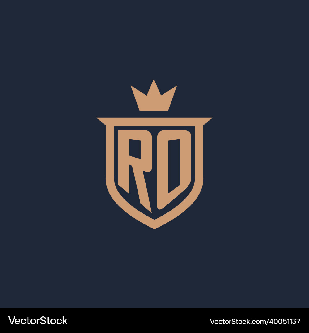 Ro monogram initial logo with shield and crown Vector Image