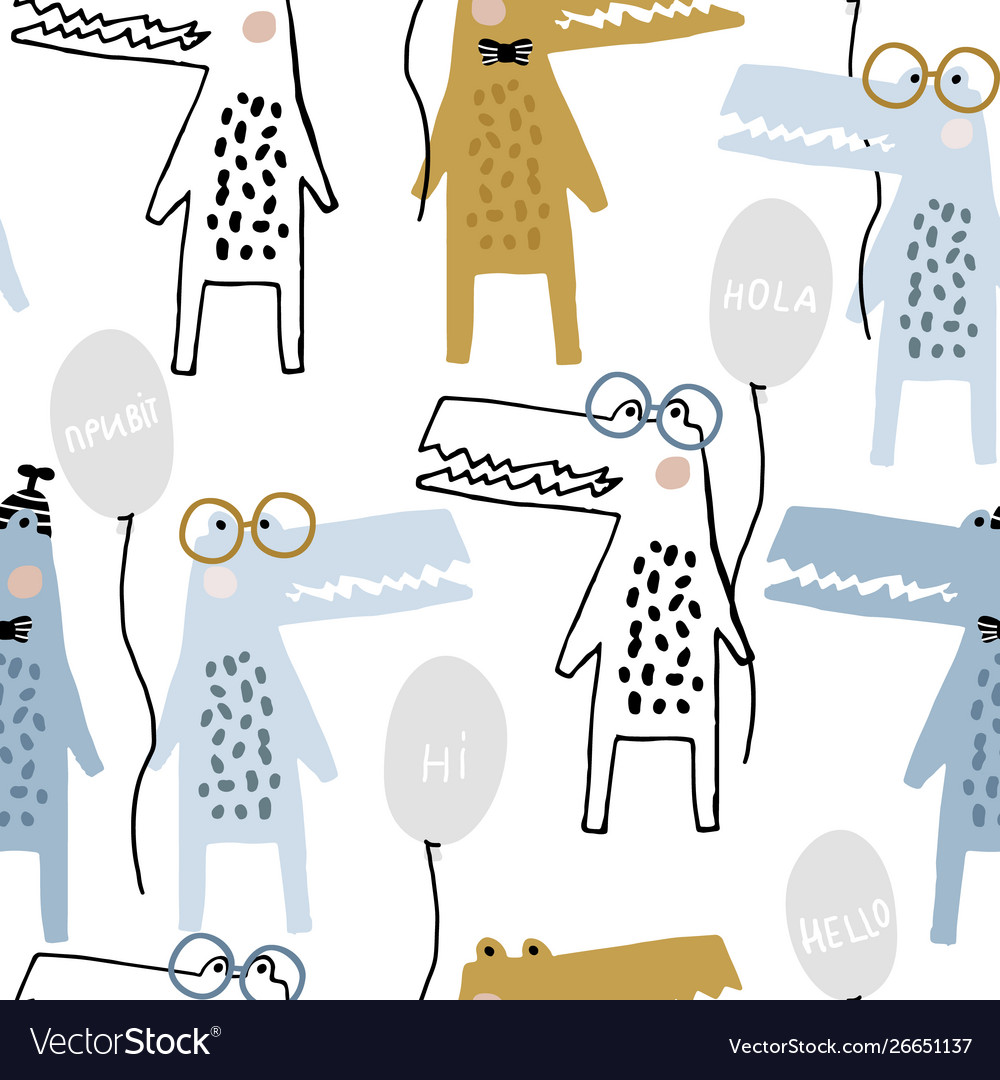 Seamless childish pattern with funny hand drawn Vector Image