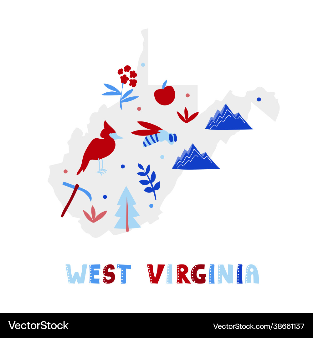 Usa map collection state symbols on gray Vector Image