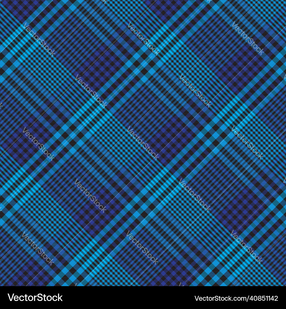 Blue diagonal plaid tartan textured seamless Vector Image