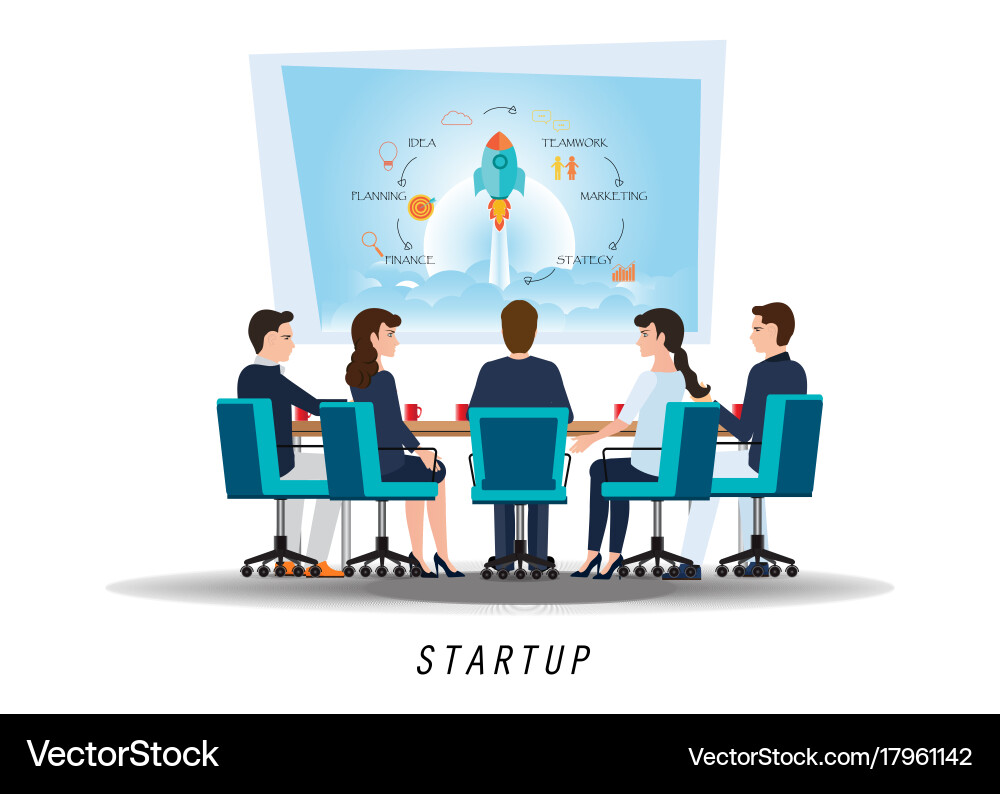 Business startup with people Royalty Free Vector Image