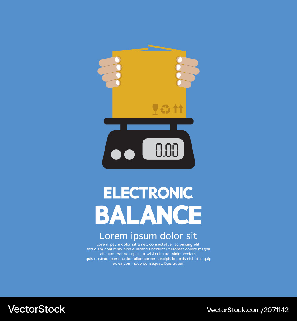 Cardboard box in hand on electronic balance Vector Image