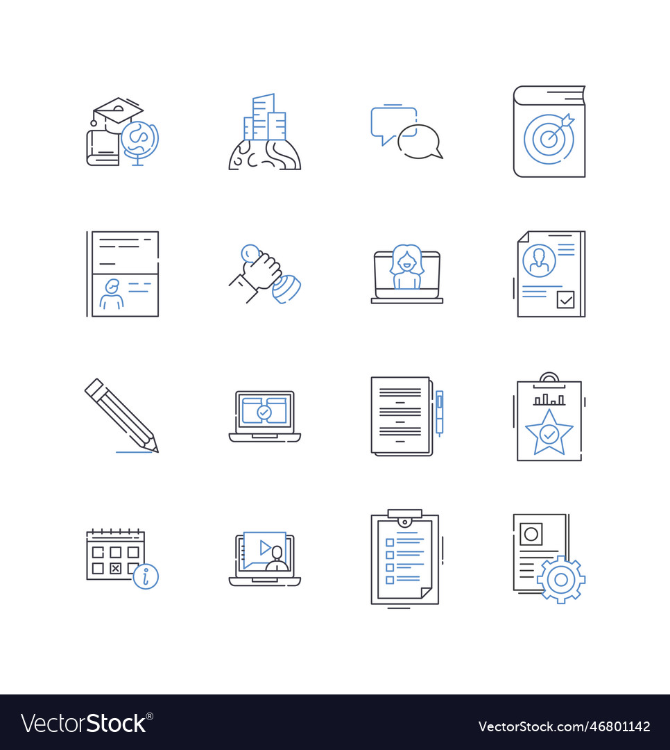 Curriculum tools line icons collection syllabus Vector Image Curriculum tools line icons collection syllabus Vector Image