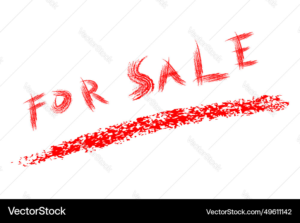 For sale label simple sketch red crayon text Vector Image