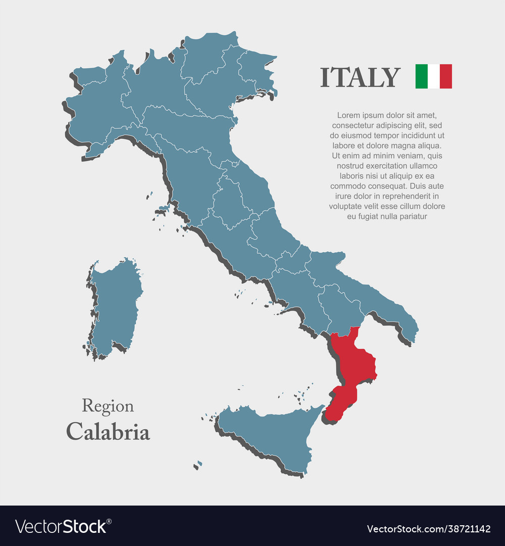 Map country italy and region calabria Royalty Free Vector