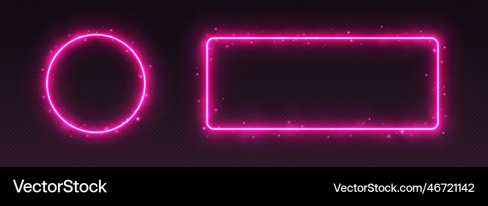 Pink neon frames with smoke and sparkles glowing Vector Image